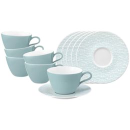 Tasse Seltmann Weiden "Milchkaffeetassen mit Untertassen Life Fashion 370 ml 6er Set", gr&uuml;n (gr&uuml;n chic), 12 tlg., Porzellan, Trinkgef&auml;&szlig;e, Tasse