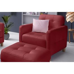 Sessel exxpo - SOFA FASHION "Elio, Loungesessel, aufwendige Detailverarbeitung, bequem und modern", rot (bordeaux), B:76cm H:84cm T:90cm, Luxus-Kunstleder;NaturLEDER (echtes Rindsleder) in Sitz und R&uuml;cken. Korpus in passendem Kunstleder SOFTLUX bezogen, Sessel, Sessel, hoher Sitzkomfort f&uuml;r entspannende Momente