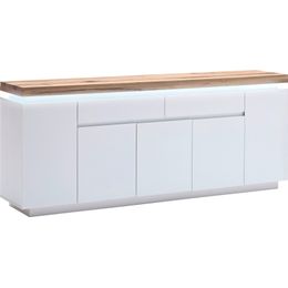 Sideboard MCA furniture "Romina", wei&szlig; (wei&szlig; matt), B:200cm H:81cm T:40cm, MDF, Massivholz, Sideboards, Sideboard, mit LED Beleuchtung wei&szlig; dimmbar, inkl. Fernbedienung