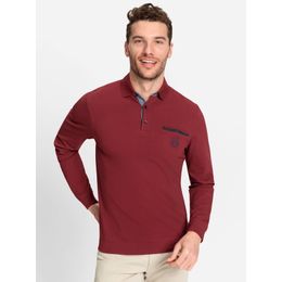 Poloshirt Marco Donati "Langarm-Poloshirt", Herren, Gr. 52/54, bunt (dunkelrot, marine), 100% Baumwolle, unifarben, Shirts Poloshirt