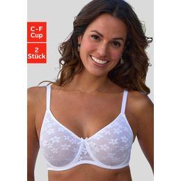 Minimizer-BH Petite Fleur, Damen, Gr. 70, Cup D, wei&szlig; (2x wei&szlig;), Spitze, Obermaterial: 85% Polyamid, 15% Elasthan, BHs Minimizer-BH, mit B&uuml;gel im attraktiven Doppelpack