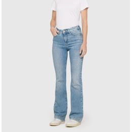 Bootcut-Jeans MAC "Dream-Boot", Damen, Gr. 34, L&auml;nge 32, summer blau clouds wash, Denim/Jeans, Obermaterial: 92% Baumwolle, 5% Elastomultiester, 3% Elasthan, figurbetont lang, Jeans Bootcut-Jeans, Gerade geschnitten mit leicht ausgestelltem Bein, Topseller