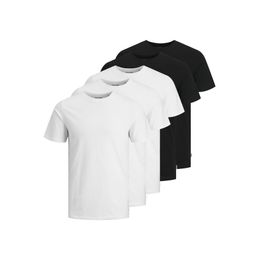 Jack & Jones T-Shirt JACK & JONES "JJEORGANIC BASIC TEE SS O-NE 5PK MP NOOS", Herren, Gr. S, schwarz-wei&szlig; (wei&szlig;, schwarz), Single Jersey, Obermaterial: 100% Baumwolle, unifarben, normal h&uuml;ftbedeckend, Rundhals, Shirts T-Shirt