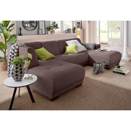Wohnlandschaft Home Affaire "Langeland U-Form", braun, B:297cm H:85cm T:163cm, Filzoptik (100% Polyester);Struktur (100% Polyester);Webstoff (100% Polyester), Sofas, Wohnlandschaft, incl. 2 Zierkissen, Recamiere wahlweise links oder rechts