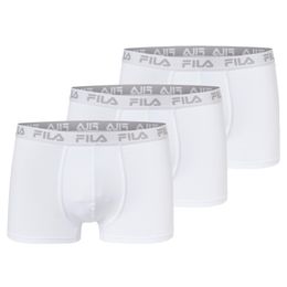 Boxershorts Fila "MAN BOXER SHORTS", Herren, Gr. M, wei&szlig;, Obermaterial: 95% Baumwolle, 5% Elasthan, unifarben, eng, Unterhosen Boxershorts, mit elastischem Logobund