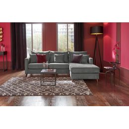 Ecksofa Home Affaire "Renesse L-Form", grau, B:234cm H:90cm T:160cm, Samtvelours 100% Polyester;Luxus-Microfaser ALTARA NUBUCK (100% Polyester), Sofas, Ecksofa, lose Kissen, Keder an Sitzkissen