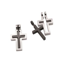Anh&auml;nger Set Firetti "Multipack Schmuck Geschenk Kettenanh&auml;nger Kreuz unisex", schwarz (edelstahlfarben, schwarz), Schmuckanh&auml;nger, Damen, Edelstahl, 2,05 g, Anh&auml;nger Set, Made in Germany