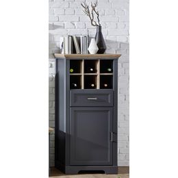 Stauraumschrank Innostyle "Jasmin", grau (graphitfarben, eichefarben), B:66cm H:136cm T:42cm, Holzwerkstoff, MDF, Metall, Schr&auml;nke, Stauraumschrank, mit Weinregal