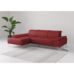 Ecksofa Home Affaire "Caluna", rot (feuerrot), B:280cm H:81cm T:174cm, Sofas, Ecksofa, Inkl.Sitztiefenverstellung, wahlweise mit Kopf- und Armteilverstellung