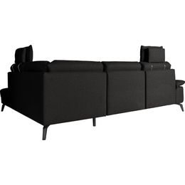 Ecksofa Alina, schwarz (schwarz gba 10), B:243cm H:118cm T:210cm, Struktur GBA (100% Polyester), Sofas, Ecksofa, inkl. Kopfst&uuml;tzen, wahlweise mit Relaxfunktion, Breite: 243 cm