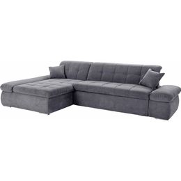 Ecksofa DOMO collection "NMoric XXL, B/T/H: 300/172/80cm, L-Form", grau, B:300cm H:80cm T:172cm, Chenille (85% Polyester, 15% Acryl);Luxus-Microfaser (100% Polyester);Struktur ( 100% Polyester);Microfaser PRIMABELLE (100% Polyester), Sofas, Ecksofa, wahlweise mit Bettfunktion und Armlehnverstellung