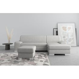 Ecksofa DOMO collection "Anzio L-Form, whlw. Bettfunktion, Federkern, hochwertig, Breite 271 cm", grau (hellgrau), B:271cm H:85cm T:160cm, Sofas, Ecksofa, Mit Bettfunktion, Recamiere rechts, Chenille-Struktur, hellgrau