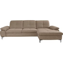 Ecksofa Alina "Melina", grau (graubeige tta 4), B:274cm H:100cm T:203cm, Struktur TTA (100% Polyester), Sofas, Ecksofa, In 2 Breiten, Wahlweise mit und ohne Bettfunktion