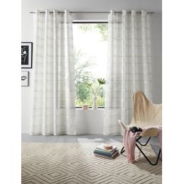 Gardine OTTO HOME "Sirii", beige, B:140cm H:145cm, Polyester, Polyester, Gardinen, Gardine, Halbtransparent, angenehme Haptik, mit Streifen, modern