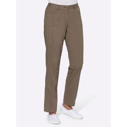Stretch-Hose Casual Looks, Damen, Gr. 52, Normalgr&ouml;&szlig;en, grau (taupe), 98% Baumwolle, 2% Elasthan, unifarben, lang, Hosen Stretch-Hose