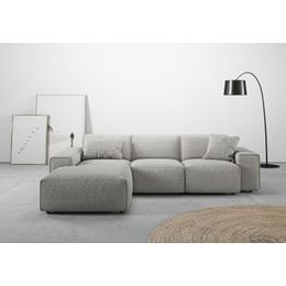 Ecksofa Home Affaire "Glimminge L-Form auch in Breitcord, Feincord + Easy care-Bezug", silber, B:264cm H:71cm T:191cm, 96% Polyester, 4% Polyacryl, Sofas, Ecksofa, Breite 264, Zierkissen