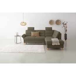 Ecksofa Home Affaire "Westerland L-Form", gr&uuml;n (khaki), B:238cm H:90cm T:213cm, 100% Polyester, Sofas, Ecksofa, Federkern-Polsterung, wahlweise mit Bettfunktion, Bettkasten
