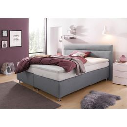 Boxspringbett, grau (strukturstoff grau), ohne LED-Beleuchtung, Liegefl&auml;che B/L: 200cm x 200cm, H3, Bonnell-Federkernmatratze, Bezug Unterbox und Kopfteil: Strukturstoff (77% Polyester und 23% Viskose);Bezug Obermatratze 100% Polyester, waschbar bis 60C, Westfalia Schlafkomfort, Komplettbetten, Boxspringbett, wahlweise mit LED-Beleuchtung
