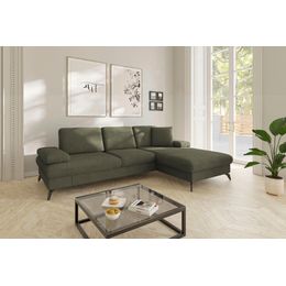 Sit & More Ecksofa SIT & MORE "Morris Jubi L-Form, B: 247 cm", gr&uuml;n (olive), B:247cm H:83cm T:171cm, 100% Polyester, Sofas, Ecksofa, mit Armteilfunktion & 1 Zierkissen, optional Bettfunktion