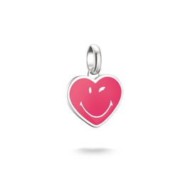 Charm-Einh&auml;nger Thomas Sabo "SMILEYWORLD Heart Charm - Connect", silber (silberfarben, pink), Charms, Damen, Silber 925 (recycelt), Charm-Einh&auml;nger