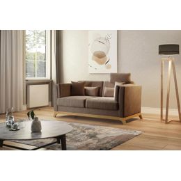 2,5-Sitzer Home Affaire "Viva", braun (chocco), B:183cm H:84cm T:93cm, 100% Polyester, Sofas, 2 5-Sitzer, wahlweise mit Holzrahmen aus Eiche