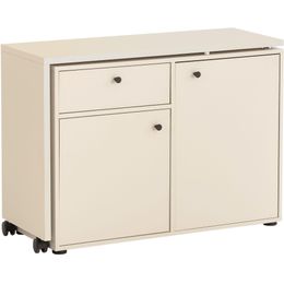 Tresenkommode Schildmeyer "Lovund, Breite 104 cm", beige (cremebeige), B:104,6cm H:75,3cm T:39cm, FSC-zertifizierter Holzwerkstoff, Sideboards, Tresenkommode, Mit drehbarer Tischplatte