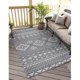 Teppich Carpet City "In-& Outdoorteppich Santorini 435, 3D-Effekt, Boho-Look", grau (anthrazit), B:280cm H:5mm L:380cm, Polypropylen, Teppiche, Teppich, Wetterfest & UV-best&auml;ndig f&uuml;r Terrasse, Balkon, K&uuml;che, Flur