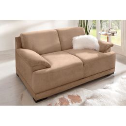 2-Sitzer Home Affaire "Telos, Boxspring-Federung toller Sitzkomfort, zeitlos & komfortabel", braun (caf&eacute;), B:186cm H:80cm T:96cm, Chenille (100% Polyester);Microfaser-PRIMABELLE (100% Polyester);dicke Luxus-Microfaser in Lederoptik (100% Polyester), Sofas, 2-Sitzer, mit Boxspring-Federung
