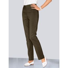 Stretch-Hose Classic Basics, Damen, Gr. 48, Normalgr&ouml;&szlig;en, gr&uuml;n (khaki), 64% Polyester, 34% Viskose, 2% Elasthan, unifarben, lang, Hosen Stretch-Hose