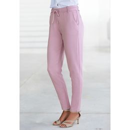 Jogger Pants Lascana, Damen, Gr. 36, N-Gr, rosa (altrosa), Sweatware, Obermaterial: 70% Viskose, 25% Polyamid, 5% Elasthan, unifarben, Basic schmal kn&ouml;chelfrei, Hosen Jogger Pants, mit elastischem Bund und G&uuml;rtelschlaufen, Loungewear, Topseller