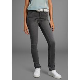 Slim-fit-Jeans Arizona "Ultra Stretch", Damen, Gr. 50, N-Gr, grau used, Obermaterial: 63% Baumwolle, 32% Polyester, 5% Elasthan, Basic, Jeans Slim-fit-Jeans