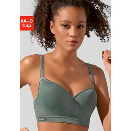 active by Lascana Sport-Push-up-BH LASCANA ACTIVE, Damen, Gr. 90, Cup D, gr&uuml;n (khaki), Microtouch, Obermaterial: 85% Polyamid, 15% Elasthan, BHs Sport-Push-up-BH, mit B&uuml;gel mit eingearbeiteten Kissen