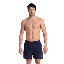 Badeshorts arena "FUNDAMENTALS arena LOGO BOXER R", Herren, Gr. 3XL, N-Gr, blau (navy, turquoi), Obermaterial: 100% Polyester, Badehosen Badeshorts, Schnelltrocknendes Material, elastischer Bund, flache Vorderseite