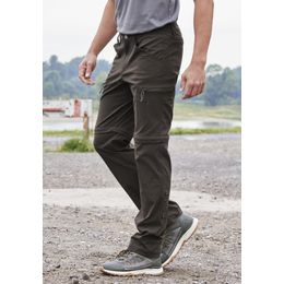 Trekkinghose John Devin, Herren, Gr. 58, N-Gr, schwarz (dunkeloliv), Obermaterial: 95% Polyamid, 5% Elasthan, unifarben, Basic kn&ouml;chellang, Hosen Trekkinghose, Wanderhose mit Zipp- Off Beinen