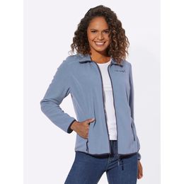 Fleecejacke Casual Looks, Damen, Gr. 46, blau (bleu), 100% Polyester, unifarben, Jacken Fleecejacke