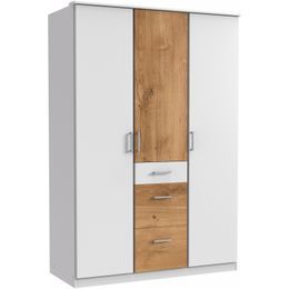 Kleiderschrank wimex "Click", wei&szlig; (wei&szlig;, plankeneichefarben), B:135cm H:199cm T:58cm, Schr&auml;nke, Kleiderschrank, ohne Spiegel