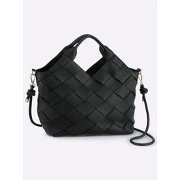 Handtasche Heine, Damen, Gr. B/H/T: 39cm x 25cm x 10cm, schwarz, Metall, Viskosemischung, unifarben, Taschen Handtasche