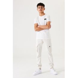 Cargohose Garcia, Jungen, Gr. 134, N-Gr, wei&szlig; (moonbeam), Web, Obermaterial: 80% Baumwolle, 18% Polyester, 2% Elasthan, unifarben, regular fit kn&ouml;chellang, Hosen Cargohose, mit Cargo Taschen, for Boys