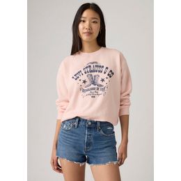 Levi's Sweatshirt LEVI'S "GR EVERYDAY CREW", Damen, Gr. M (38), crew boot poster crystal pink, Sweatware, Obermaterial: 58% Baumwolle, 42% Polyester, bedruckt, regular fit normal, Rundhals, Rippb&uuml;ndchen, Sweatshirts Sweatshirt, mit Logo Print