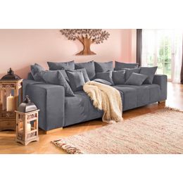 Big-Sofa Home Affaire "Neapel", grau, B:290cm H:80cm T:118cm, Luxus-Microfaser (100% Polyester);Luxus-Microfaser Lederoptik (100% Polyester), Sofas, Big-Sofa, mit vielen losen Kissen, in 2 Bezugsqualit&auml;ten