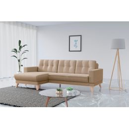 Sit & More Ecksofa SIT & MORE "Lavida L-Form", beige (nature), B:279cm H:90cm T:167cm, 100% PES, Sofas, Ecksofa, wahlweise mit Kippfunktion und Bettkasten