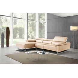 Ecksofa Egoitaliano "Malika, edel und bequem, Designsofa mit hochwertigen Bez&uuml;gen, L-Form", beige (champagner), B:287cm H:94cm T:165cm, Leder &raquo;BULL&laquo; (echtes Rindsleder). Geschliffenes, pigmentiertes und behandeltes Rindsleder mit einer Dicke von 1, 3-1, 5 mm. Dieses Leder zeigt eine ziemlich weiche Hand mit einem halb undurchsichtigen Aussehen. Es handelt sich um ein gesch&uuml;tztes Leder. Eine leicht