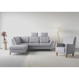 Sit & More Ecksofa SIT & MORE "G&ouml;teborg", silber, B:250cm H:90cm T:226cm, Sofas, Ecksofa, inkl. Sitztiefenverstellung, wahlweise mit Bettfunktion & Bettkasten