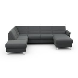 Sit & More Wohnlandschaft SIT & MORE "Palmera U-Form, B: 308 cm", grau (anthrazit), B:308cm H:89cm T:212cm, 100% Polyester, Sofas, Wohnlandschaft, optional Bettfunktion & Bettkasten, Federkern
