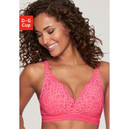 Bralette-BH Lascana, Damen, Gr. 75, Cup E, blau (pink), Spitze, Obermaterial: 88% Polyamid, 12% Elasthan, BHs Bralette-BH, ohne B&uuml;gel, aus Spitze mit High-Apex-Tr&auml;gern, Dessous