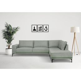 Ecksofa OTTO HOME "OLAND L-Form, B: 289 cm, Skandi-Design", blau (sapphire), B:289cm H:85cm T:210cm, 100% Polyester, Sofas, Ecksofa, Struktur, Flachgewebe, Luxus-Microfaser, Boucle