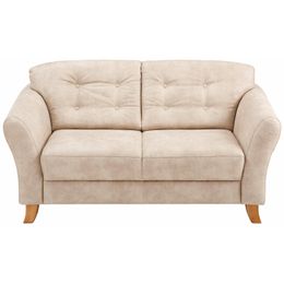 2-Sitzer Home Affaire "Trondheim", beige, B:163cm H:89cm T:90cm, Luxus-Microfaser Lederoptik (100% Polyester);Struktur weich ( 97% Polyester, 3% Baumwolle);Luxus-Microfaser ALTARA NUBUCK (100% Polyester), Sofas, 2-Sitzer, mit Federkern, Knopfheftung im R&uuml;cken