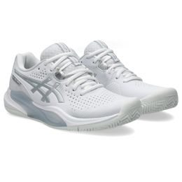 Tennisschuh asics "GEL-CHALLENGER 15 CLAY", Damen, Gr. 39,5, wei&szlig;, pure silber, Textil, Schuhe Tennisschuh, Sandplatzschuhe f&uuml;r Aschepl&auml;tze