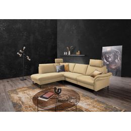 Ecksofa Home Affaire "Sarsina: mit Tonnentaschen-Federkern, perfekt zum Entspannen L-Form", beige (sand), B:265cm H:85cm T:223cm, 94% Polyester, 6% Nylon, Sofas, Ecksofa, inklusive 2 motorischen Relaxfunktionen mit Herz-Waage-Beschlag