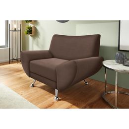Sessel Home Affaire "Saltare elegant und komfortabel, toller Designfu&szlig;", braun (dunkelbraun), B:112cm H:83cm T:82cm, Luxus-Microfaser ALCAZAR (100% Polyester);Feinstruktur (100% Polyester);Kunstleder SOFTLUX, Sessel, Sessel
